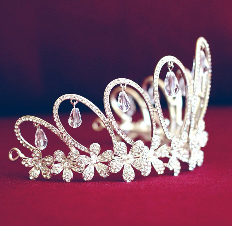 Princess Droplet Silver Floral Tiara – FairytaleCreators